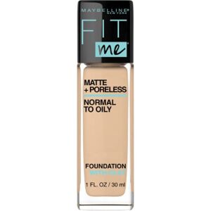 maybelline fit me matte + poreless liquid foundation makeup, natural beige, 1 fl; oz; oil-free foundation