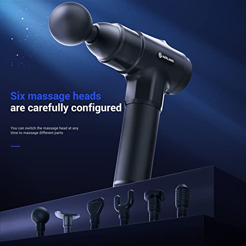 AERLANG Massage Gun, Deep Tissue Massager, Portable Muscle Massage Gun for Back Neck Muscle Relieve, Quiet Brushless Motor 20 Variable Speeds Digital Display 6 Massage Heads and Carrying Case