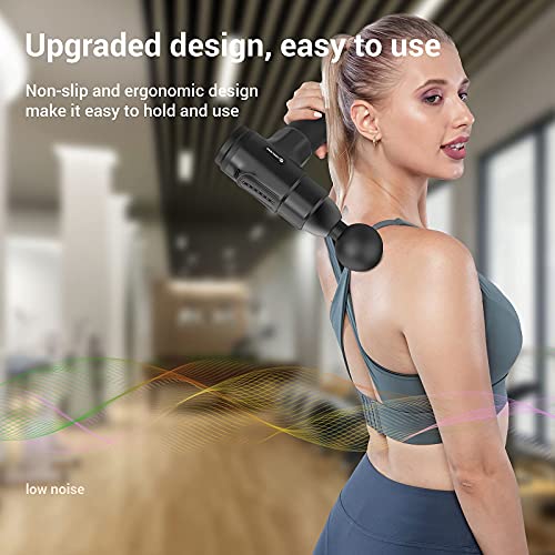 AERLANG Massage Gun, Deep Tissue Massager, Portable Muscle Massage Gun for Back Neck Muscle Relieve, Quiet Brushless Motor 20 Variable Speeds Digital Display 6 Massage Heads and Carrying Case