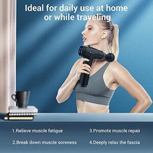 AERLANG Massage Gun, Deep Tissue Massager, Portable Muscle Massage Gun for Back Neck Muscle Relieve, Quiet Brushless Motor 20 Variable Speeds Digital Display 6 Massage Heads and Carrying Case