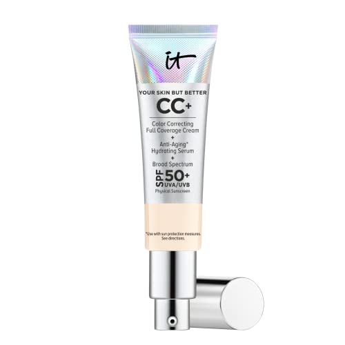 IT Cosmetics Your Skin But Better CC+ Cream, Fair (W) - Color Correcting Cream, Full-Coverage Foundation, Hydrating Serum & SPF 50+ Sunscreen - Natural Finish - 1.08 fl oz