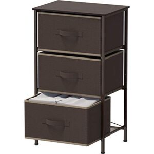 simple houseware nightstands dresser for bedroom 3-tier organizer drawer storage tower, brown