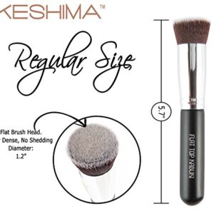 Flat Top Kabuki Foundation Brush By KESHIMA - Premium Makeup Brush for Liquid, Cream, and Powder - Buffing, Blending, Flawless Face Brush