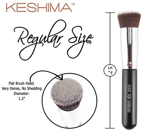 Flat Top Kabuki Foundation Brush By KESHIMA - Premium Makeup Brush for Liquid, Cream, and Powder - Buffing, Blending, Flawless Face Brush