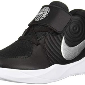 Nike Baby Team Hustle D 9 (TD) Sneaker, Black/Metallic Silver-Wolf Grey, 7C Regular US Toddler