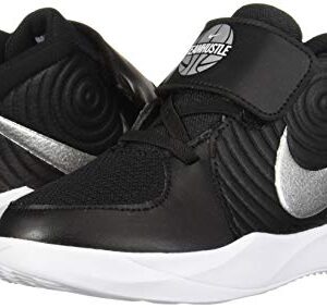 Nike Baby Team Hustle D 9 (TD) Sneaker, Black/Metallic Silver-Wolf Grey, 7C Regular US Toddler