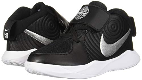 Nike Baby Team Hustle D 9 (TD) Sneaker, Black/Metallic Silver-Wolf Grey, 7C Regular US Toddler