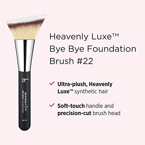 IT Cosmetics Heavenly Luxe Bye Bye Foundation Brush #22 - Unique, Triangle-Shaped Brush Head for Even Application - With Award-Winning Heavenly Luxe Hair - Pro-Hygienic & Ideal for Sensitive Skin