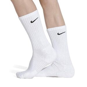 Nike Kids' Performance Cushioned Crew Training Socks (6 Pair), Girls & Boys' Socks with Cushioned Comfort & Dri-FIT Technology, White/Black, S