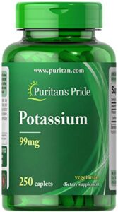 puritans pride potassium 99 mg caplets, 250 count