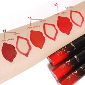 evpct 3Pcs Deep Dark Red Lip Stain Matte Lip Liner and Liquid Lipstick Set Long Lasting Smudge Proof labiales matte larga duracion listip 24 hours matte a prueba de agua mate 24 horas originales