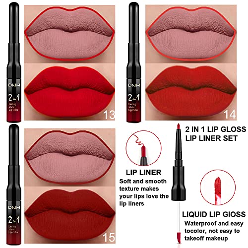 evpct 3Pcs Deep Dark Red Lip Stain Matte Lip Liner and Liquid Lipstick Set Long Lasting Smudge Proof labiales matte larga duracion listip 24 hours matte a prueba de agua mate 24 horas originales