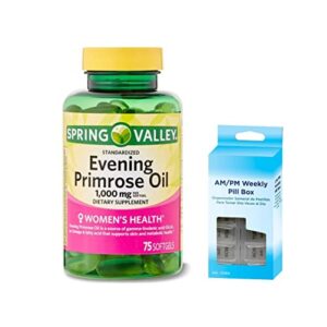 evening primrose oil by spring valley, 75ct + am/pm weekly pill box