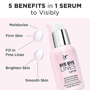 IT Cosmetics Bye Bye Lines Serum - Advanced Anti-Aging Concentrate - Restores Moisture & Vitality, Erases the Look of Fine Lines & Wrinkles - With Hyaluronic Acid & Hydrolyzed Collagen - 1.0 fl oz