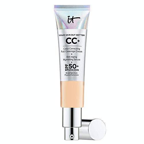 IT Cosmetics Your Skin But Better CC+ Cream, Light Medium (C) - Color Correcting Cream, Full-Coverage Foundation, Hydrating Serum & SPF 50+ Sunscreen - Natural Finish - 1.08 fl oz