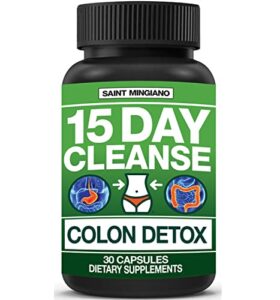 saint mingiano 15 day cleanse | colon detox with natural laxative for constipation & bloating. 30 pills to detoxify & boost energy | extra-strength senna leaf supplements | strong for some people.