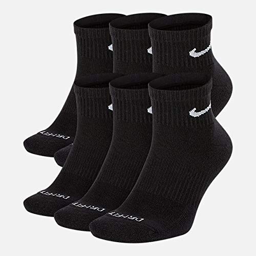 Nike SX6899-010: Men's Everyday Cushion Ankle 6 Pack Black/White Socks (Large)