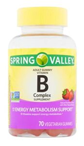 spring valley b-complex adult gummy 70 count – natural wild strawberry flavor (packaging may vary)