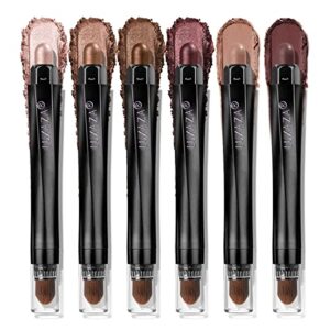 luxaza 6pcs eyeshadow stick set,shimmer and matte neutral eyeshadow pencil crayon,pearl pink cream eye shadow stick makeup,long lasting eye brightener highlighter makeup set