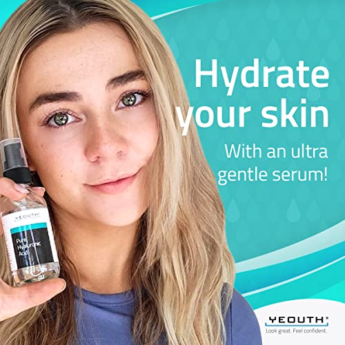 100% Pure Hyaluronic Acid Serum for Face, Hydrating Serum for Wrinkles, Dark Spots & Dull Skin, Anti Aging Serum & Facial Skin Care Products, Face Serum for Women & Men, Face Care by YEOUTH