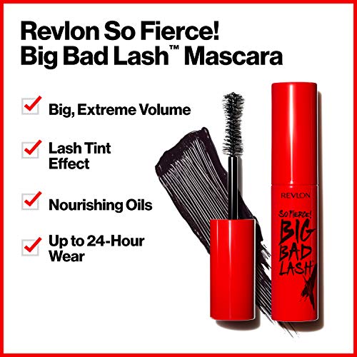 Mascara by Revlon, So Fierce Big Bad Lash Eye Makeup, Volumizing, Lasts up to 24 Hours, No Clump, Smudge Proof, Flake Proof, Blackest Black (760), 0.34 Fl Oz