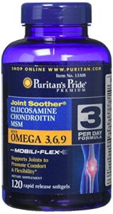 glucosamine, chondroitin & msm with omega 3, 6, 9, supports joints to promote joint comfort and flexibility, 120 count by puritan’s pride