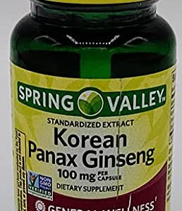 SpringValley Korean Panax Ginseng - Supports Energy, Immune Function, and Brain Function - 60 Capsules