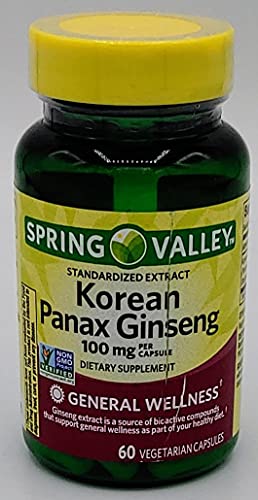 SpringValley Korean Panax Ginseng - Supports Energy, Immune Function, and Brain Function - 60 Capsules