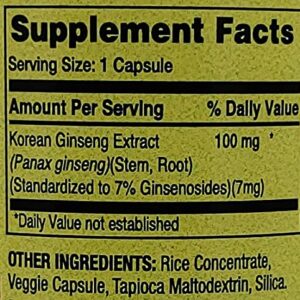 SpringValley Korean Panax Ginseng - Supports Energy, Immune Function, and Brain Function - 60 Capsules