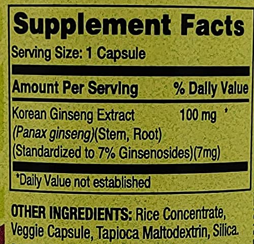 SpringValley Korean Panax Ginseng - Supports Energy, Immune Function, and Brain Function - 60 Capsules