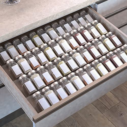 Jadehom Spice Drawer Organizer, 4Tier Clear Acrylic Expandable From 13" to 26" Seasoning Jars Drawer Insert, Kitchen Drawer Spice Rack Tray for Cabinet/Countertop