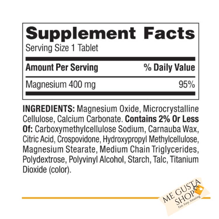 Spring Valley Essential Mineral Extra Strength Magnesium Tablets Dietary Supplement Nutritional Boost Gluten Free 400 mg, 250 Count Includes Asstd Collor Pill Organizer Me Gustas Sticker