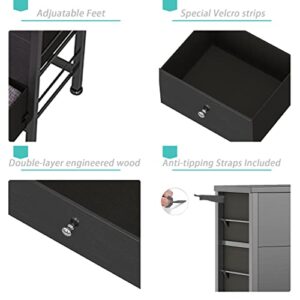 BOLUO Black Dresser for Bedroom 6 Drawer Dressers & Chests of Drawers Small Fabric Dresser Storage for Closet Modern