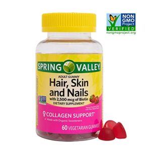 Get The Glow: Boost Hair, Skin, and Nails with Spring Valley Vegetarian Biotin Gummies. Includes Luall Fridge Magnetic (Hair, Skin & Nails 2,500 Mcg 60 Gummies)