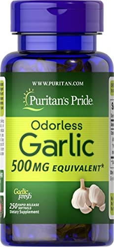 Puritan's Pride Odorless Garlic 500 Mg, 250 Softgels by Puritan's Pride, 250 Count (5493)