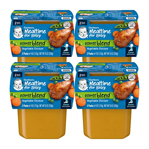 Gerber Mealtime for Baby 2nd Foods PowerBlend Baby Food Tubs, Vegetable Chicken, No Added Colors or Flavors, 2-4 Ounce Baby Food Tubs/Pack (Pack of 4)