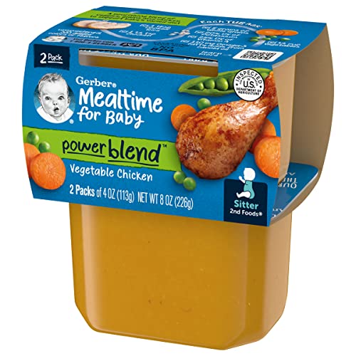 Gerber Mealtime for Baby 2nd Foods PowerBlend Baby Food Tubs, Vegetable Chicken, No Added Colors or Flavors, 2-4 Ounce Baby Food Tubs/Pack (Pack of 4)