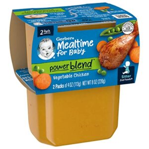 Gerber Mealtime for Baby 2nd Foods PowerBlend Baby Food Tubs, Vegetable Chicken, No Added Colors or Flavors, 2-4 Ounce Baby Food Tubs/Pack (Pack of 4)