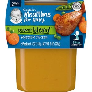 Gerber Mealtime for Baby 2nd Foods PowerBlend Baby Food Tubs, Vegetable Chicken, No Added Colors or Flavors, 2-4 Ounce Baby Food Tubs/Pack (Pack of 4)