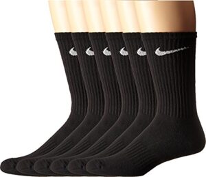 nike unisex bag cotton crew 6-pair pack black/white lg (men’s shoe 8-12, women’s shoe 10-13)