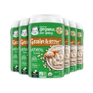 gerber baby cereal organic 1st foods, grain & grow, oatmeal, 8 ounces (pack of 6)