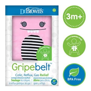 Dr. Brown’s Gripebelt for Colic Relief, Heated Tummy Wrap, Baby Swaddling Belt for Gas Relief, Natural Relief for Upset Stomach in Babies and Toddlers, Pink Monster, 3m+