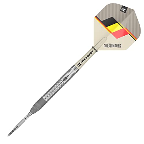 Target Darts Dimitri Van den Bergh Dream Maker G1 23G 90% Tungsten Swiss Point Steel Tip Darts Set, Sand, Black, Yellow and Red (DIMI90% Steel)