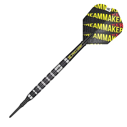 Target Darts Dimitri Van den Bergh Dream Maker 18G 80% Tungsten Soft Tip Darts Set, Black, Yellow and Red (DIMI80% Soft)