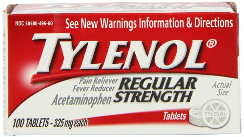 Tylenol Regular Strength Tablets, 100 Count (Pack of 2)