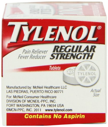 Tylenol Regular Strength Tablets, 100 Count (Pack of 2)