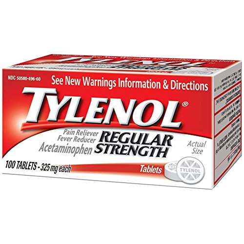 Tylenol Regular Strength Tablets, 100 Count (Pack of 2)