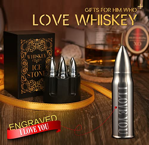 Gifts for Him Husband Boyfriend, I Love You Whiskey Stones, Anniversary Valentines Day Birthday Gifts for Boyfriend Husband, Burbon Gifts for Men, Whiskey Gifts for Him