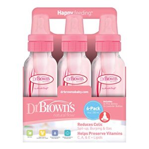 Dr. Brown's Girls' 6 Pack 8 oz. Bottles - 3 (8 oz.) Lavender - 3 (8 oz.) Pink - Natural Flow