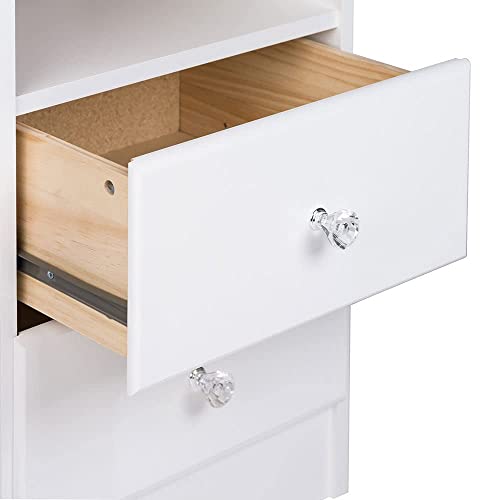 Prepac Astrid 6-Drawer Tall Chest with Acrylic Knobs, White